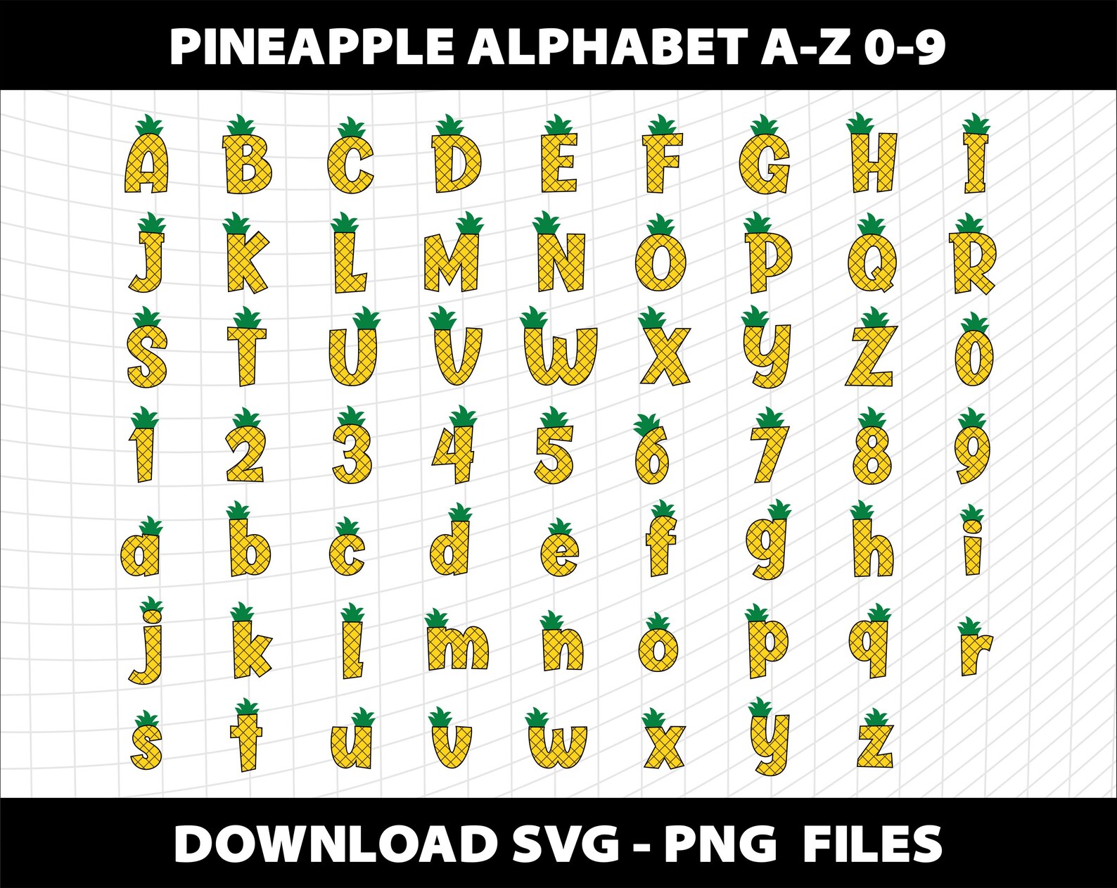 Pineapple Alphabet Clipart Bundle: SVG, PNG, Font (digital Download - Etsy