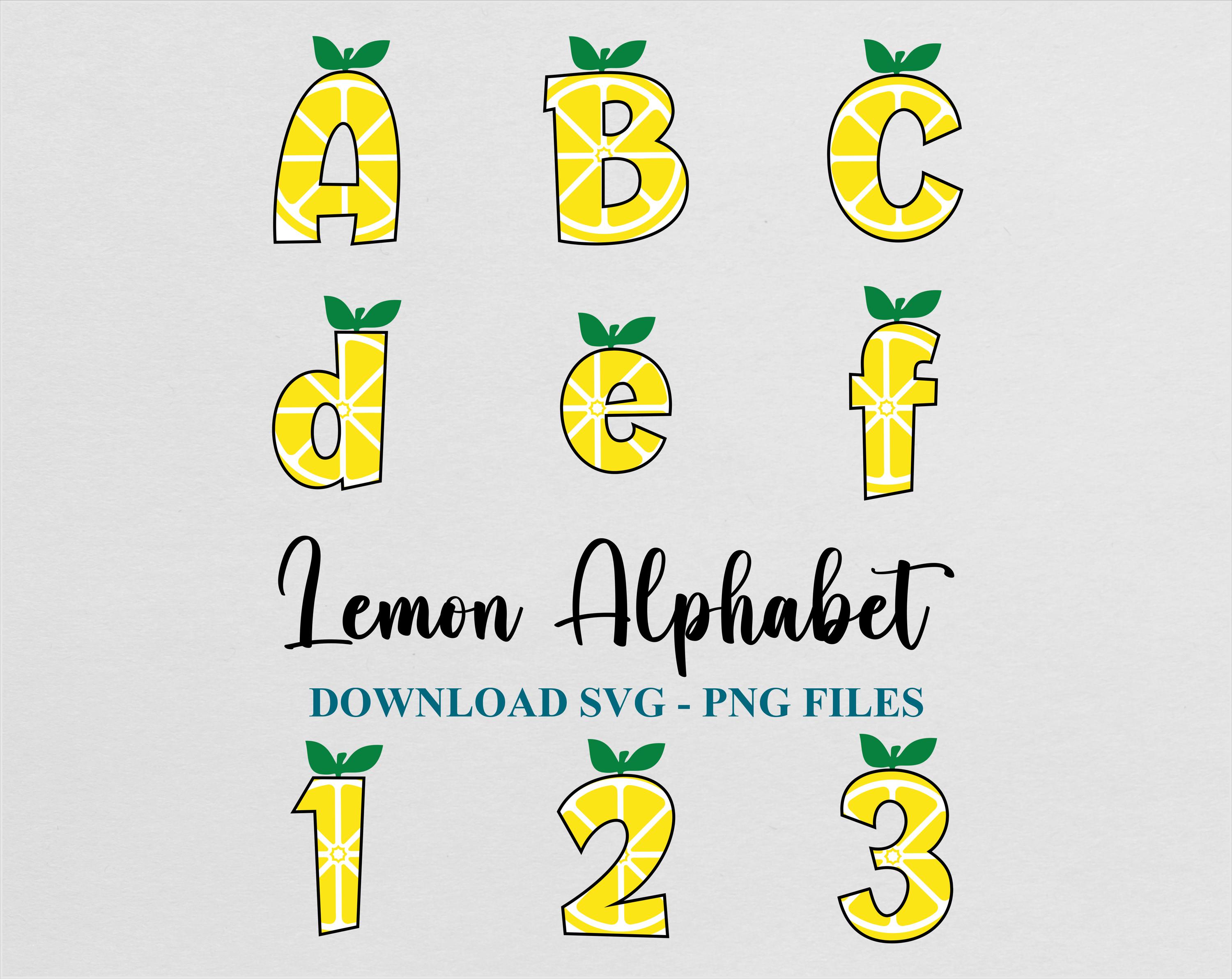 Lemon Alphabet Clipart Bundle: SVG PNG Font, Printable Design (digital ...