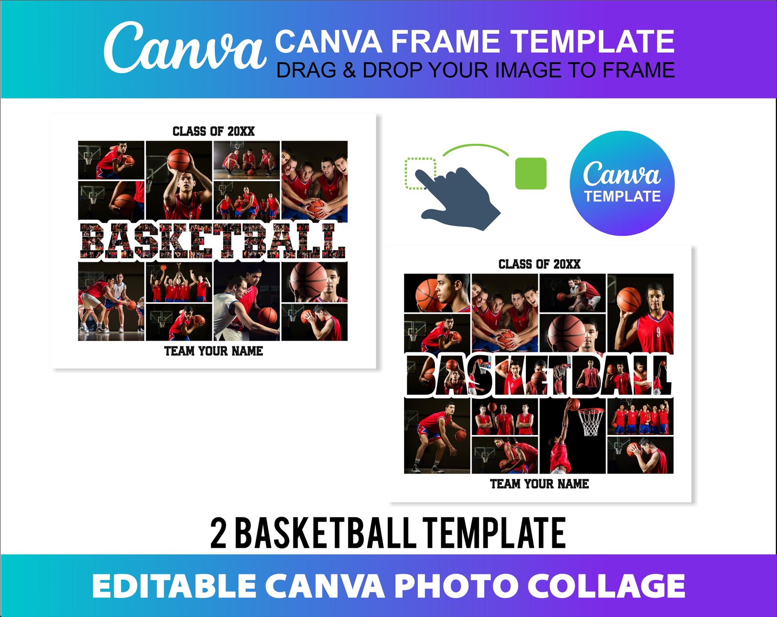 Basketball Photo Collage Canva Template: Storyboard Design (digital ...