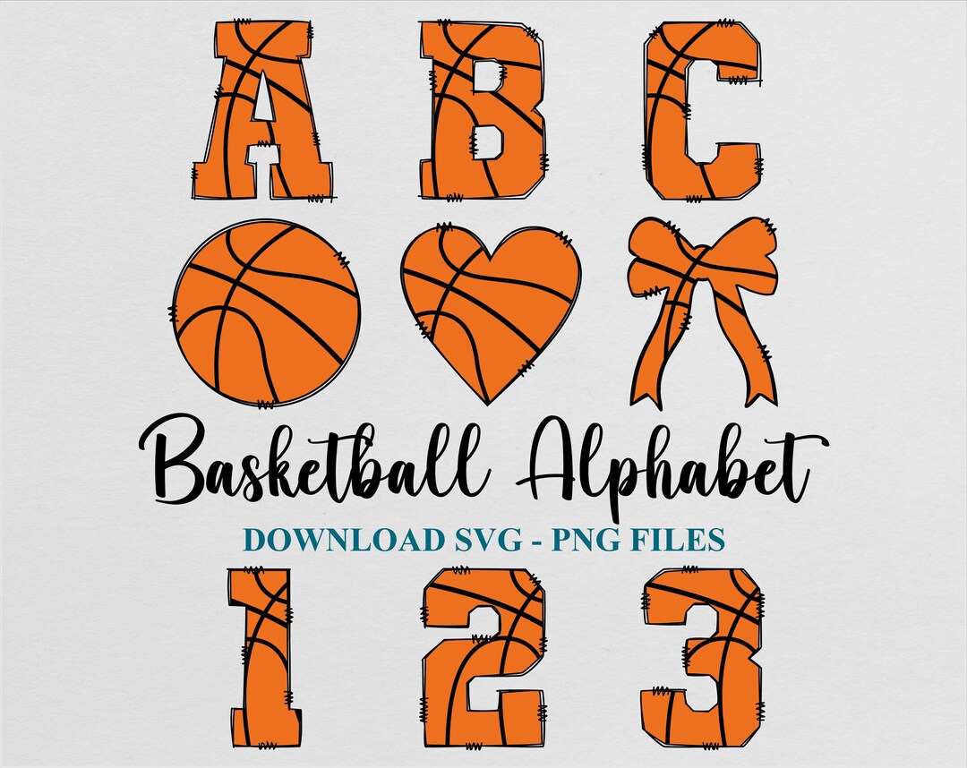 Basketball Doodle Font: SVG PNG Alphabet, Numbers, Symbols (digital ...