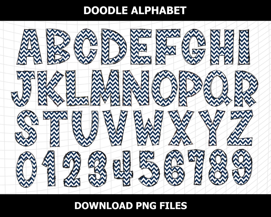Nautical Sailing Doodle Alphabet Letters Bundle PNG Font Sublimation ...