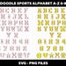 Sports Doodle Alphabet Varsity Letters Cliparts SVG PNG Bundle Template ...