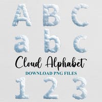 Clouds Alphabet Letters Clip Art Set, SVG, PNG, PDF Clip Art Bundle ...