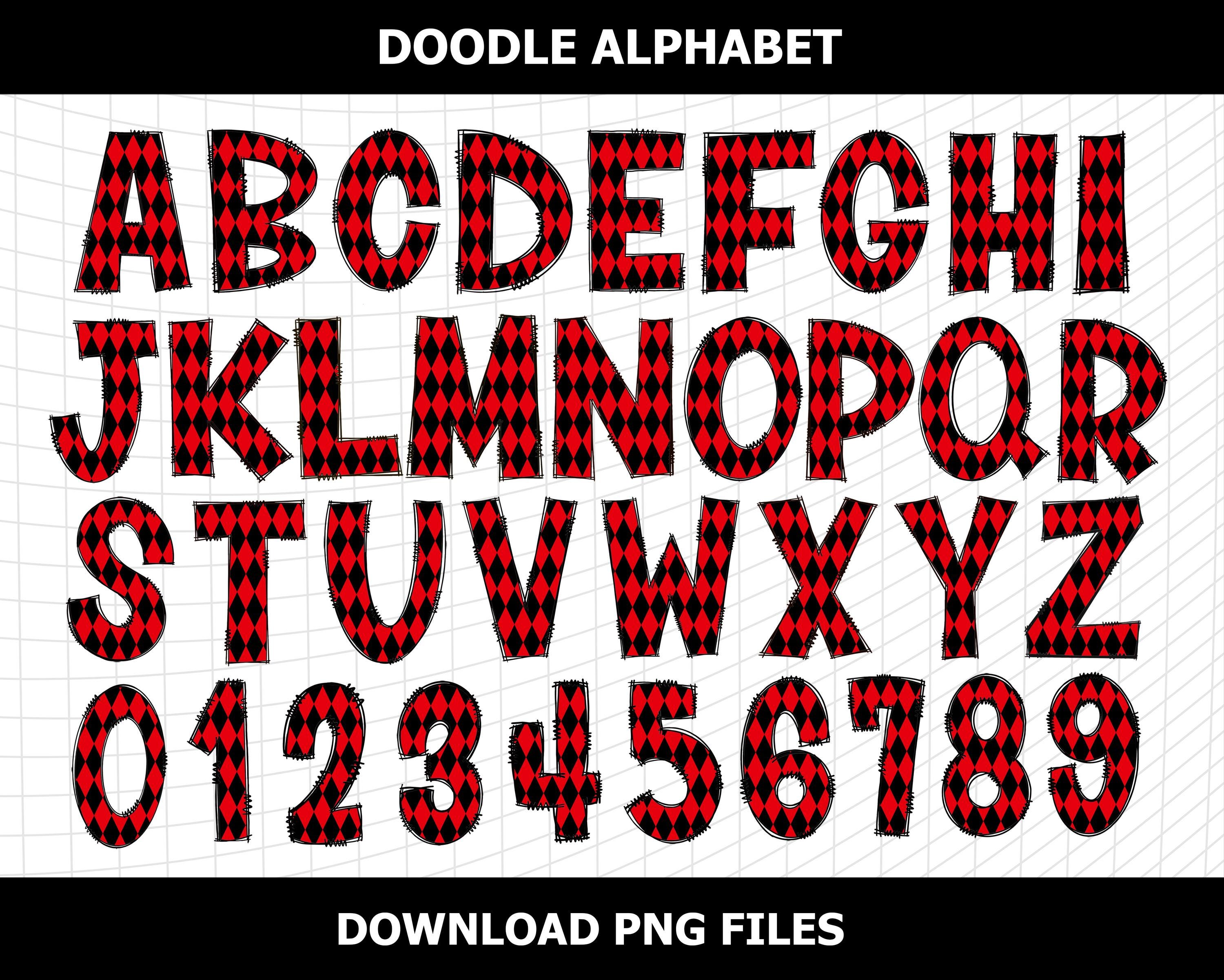 Ladybug Doodle Alphabet Letters Bundle Spring PNG Font Sublimation DTF ...