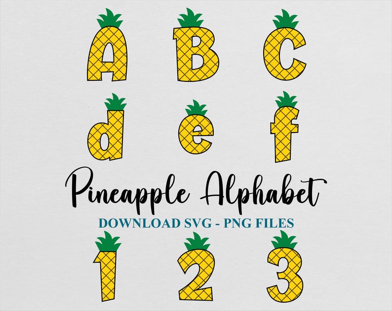 Pineapple Alphabet Clipart Bundle: SVG, PNG, Font (digital Download - Etsy