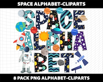 Space Alphabet Letters Clipart Svg Png Galaxy Astronaut Out Rocket ...