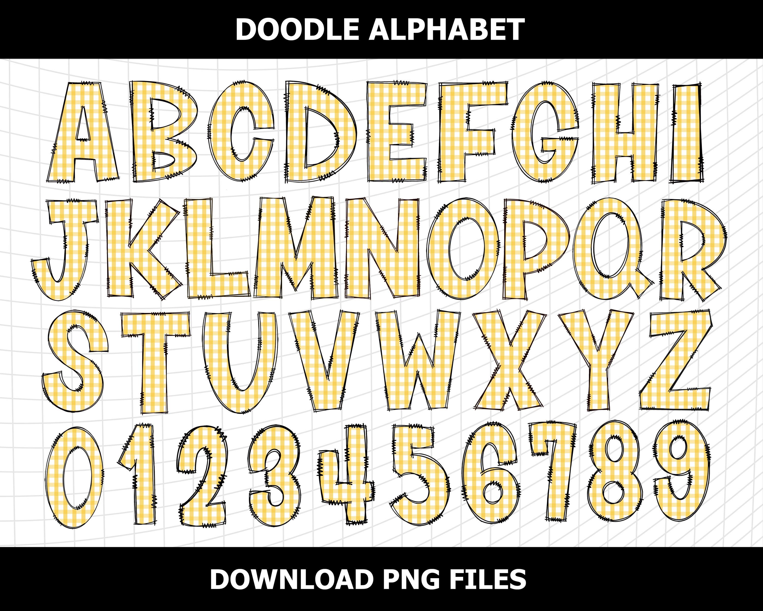 Bee Honey Doodle Alphabet Cliparts Bundle: PNG Font, Sublimation Design ...
