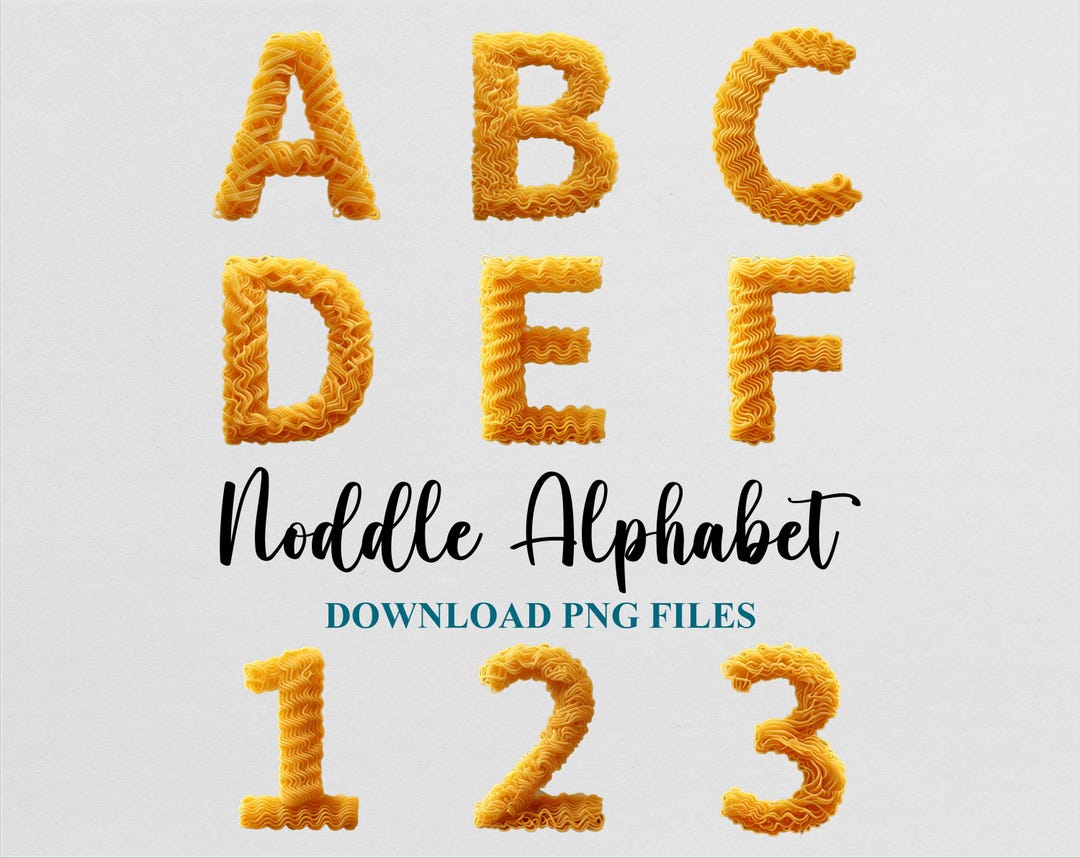 Watercolor Noodle Alphabet Clipart Bundle: PNG Font, Commercial Use ...