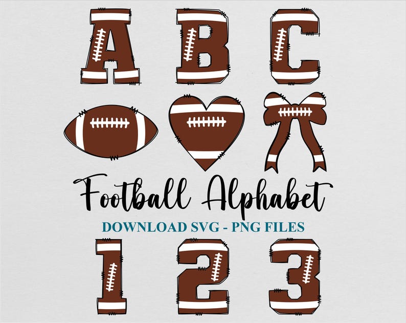 Football Doodle Font Bundle: SVG, PNG, Alphabet, Numbers Template ...