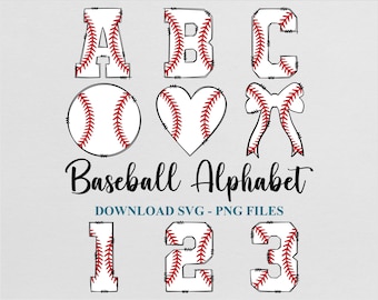 Baseball Doodle Font: SVG PNG Alphabet, Numbers, Symbols (digital ...