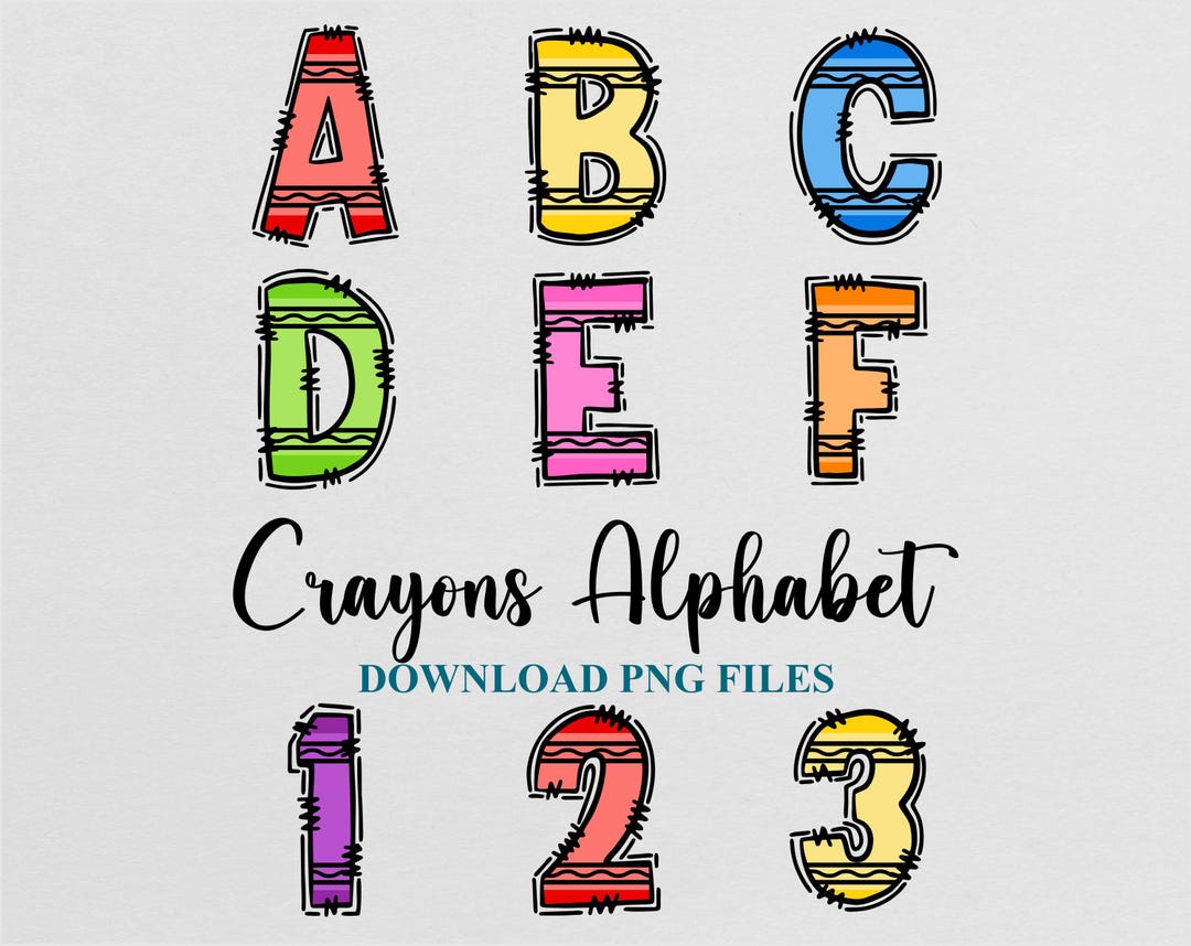 Crayons Doodle Svg Png Alphabet Letters Back to School Bundle ...