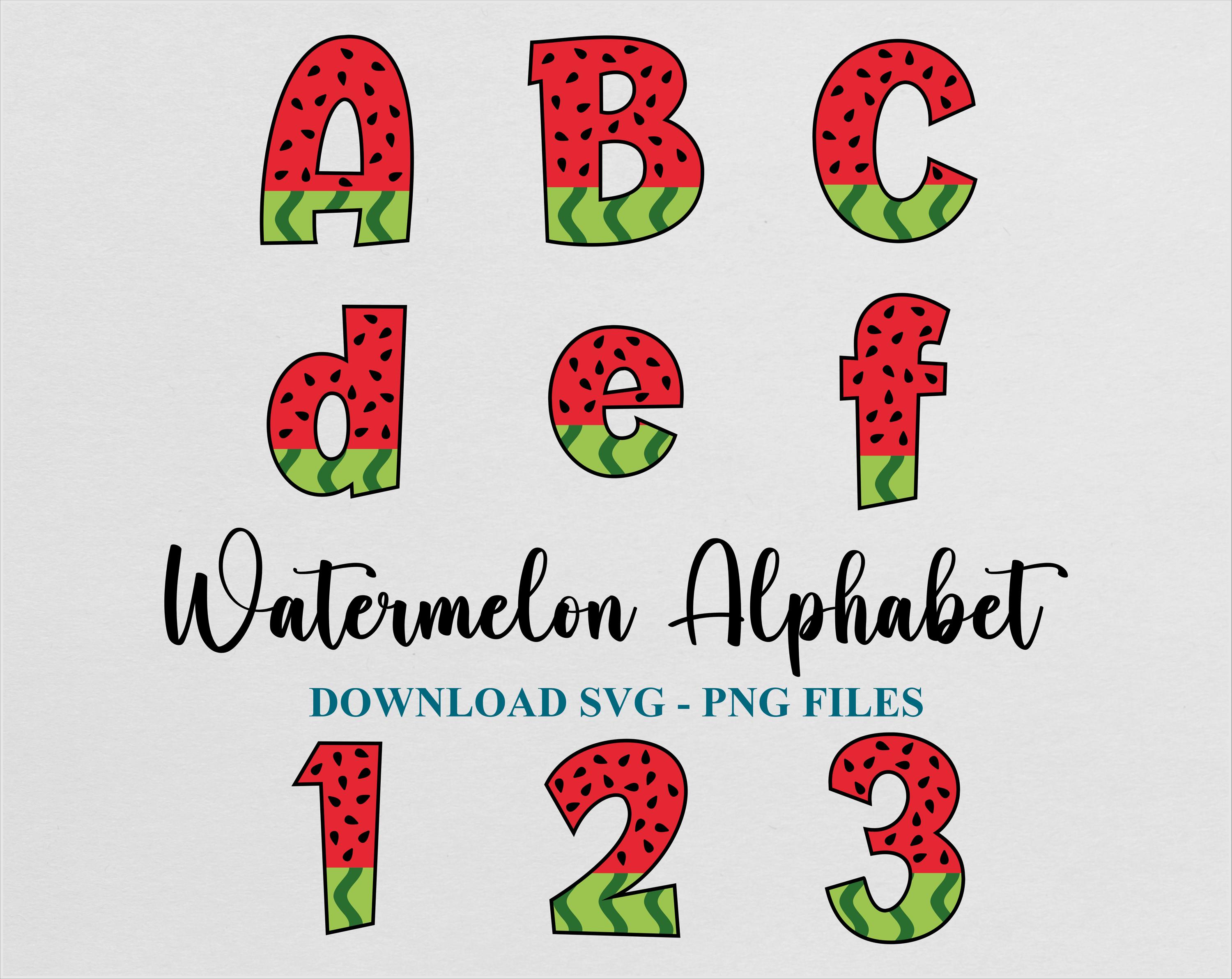 Watermelon Alphabet Letters Cliparts Bundle: SVG, PNG, Font (digital ...