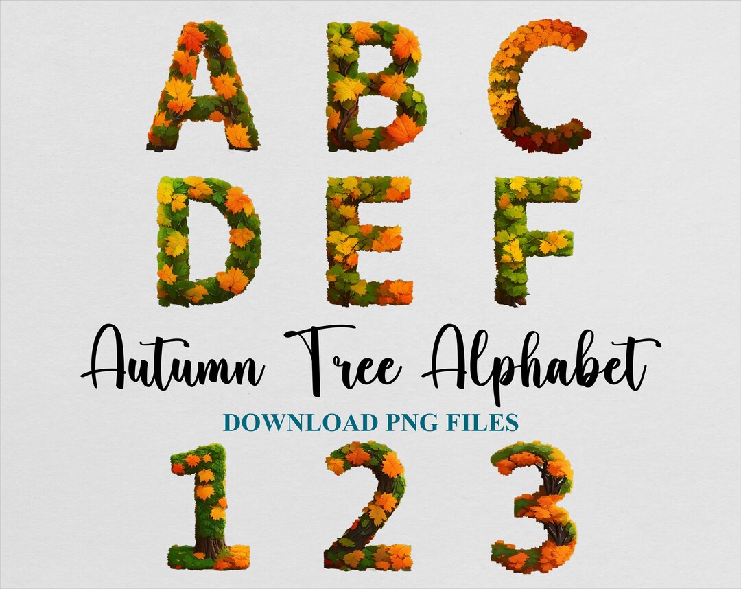 Autumn Leaf Alphabet Clipart Bundle: Watercolor PNG Font (digital ...