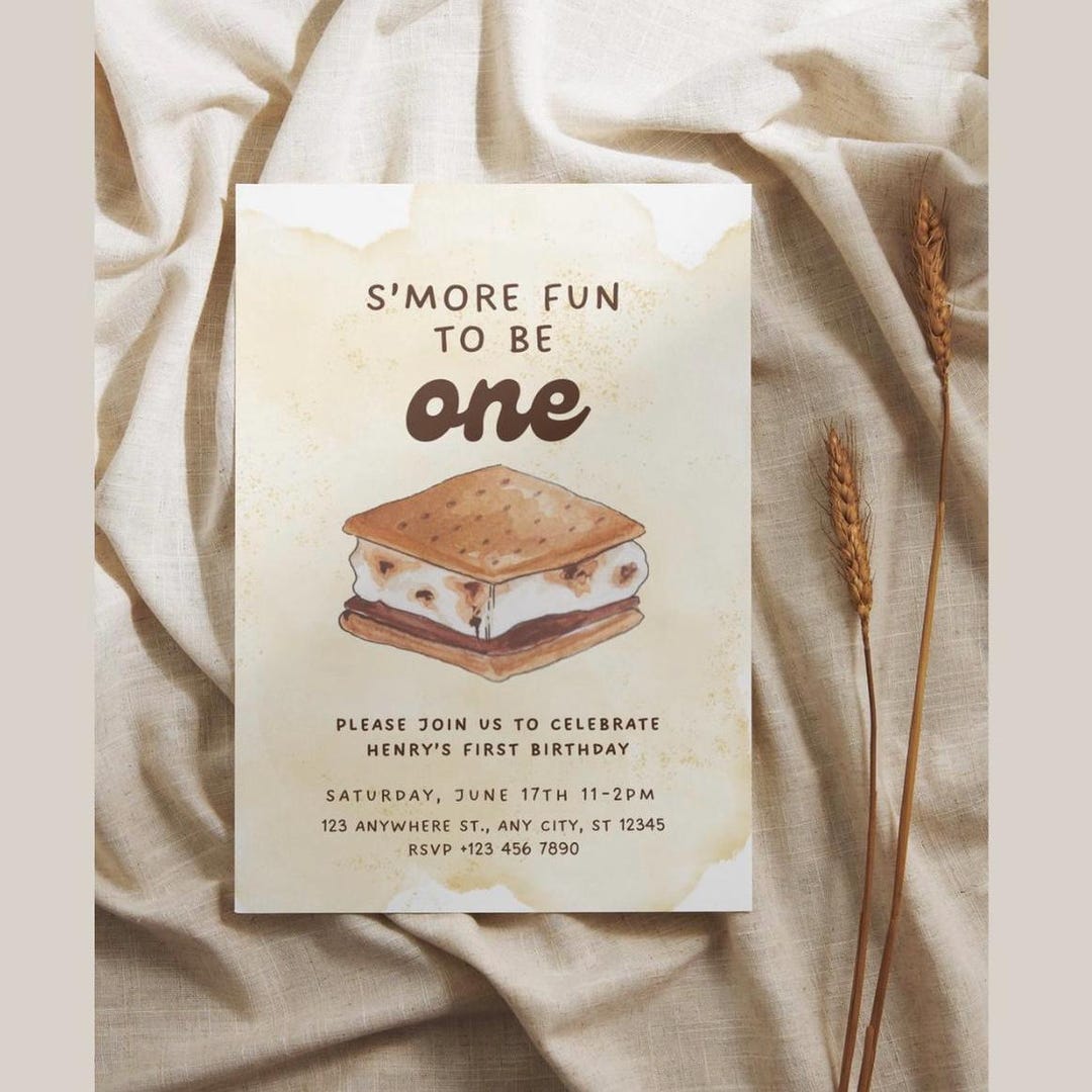 Smore Fun to Be One, Birthday Invitation, Birthday Invite Template ...