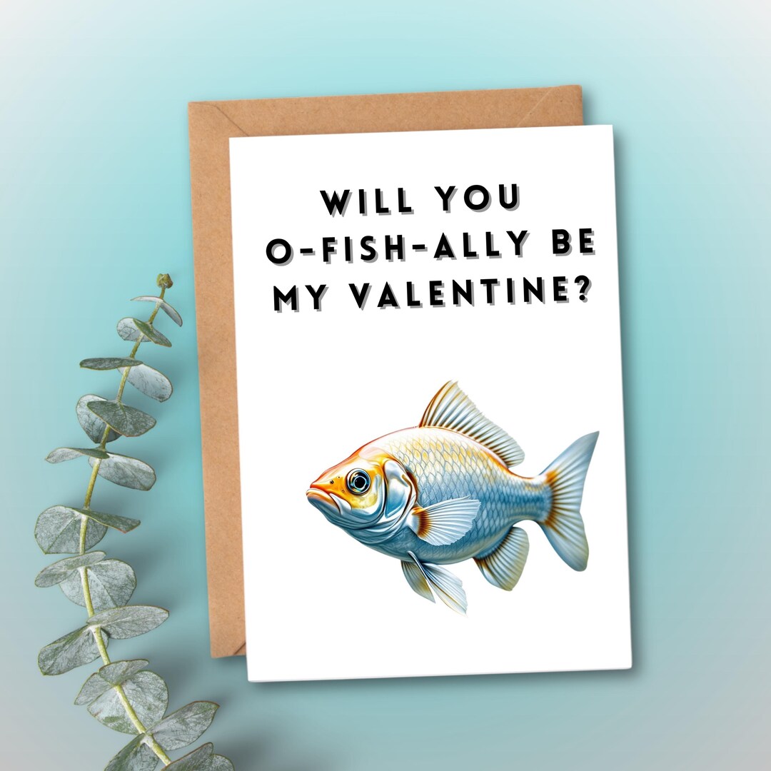 Be My Valentine Card, Printable Cards, Card for Fisherman, Funny ...