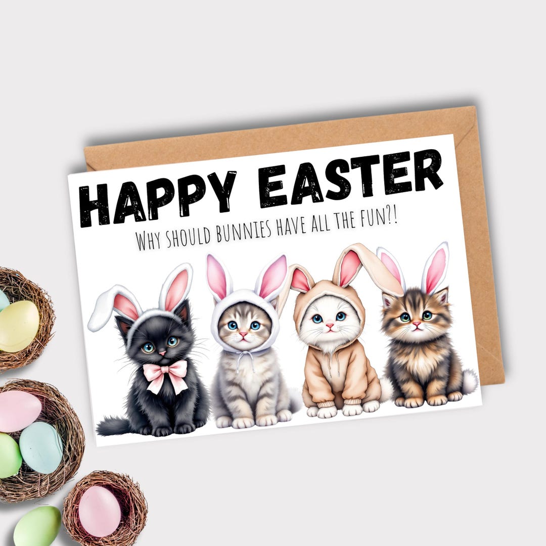 Printable Funny Cat Easter Card, Sarcastic Easter Greeting Card, Easter ...