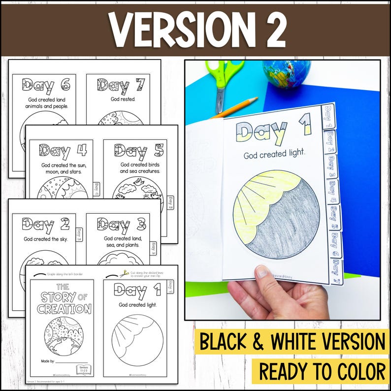 7 Days of Creation Printable - Kids Bible Craft - Sunday School ...