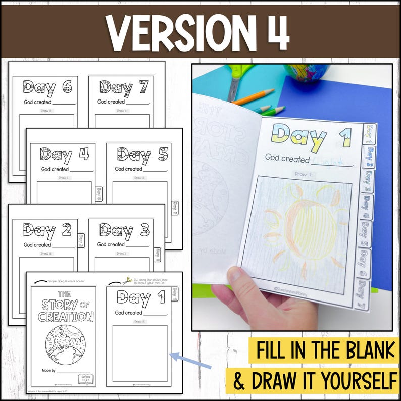 7 Days of Creation Printable - Kids Bible Craft - Sunday School ...