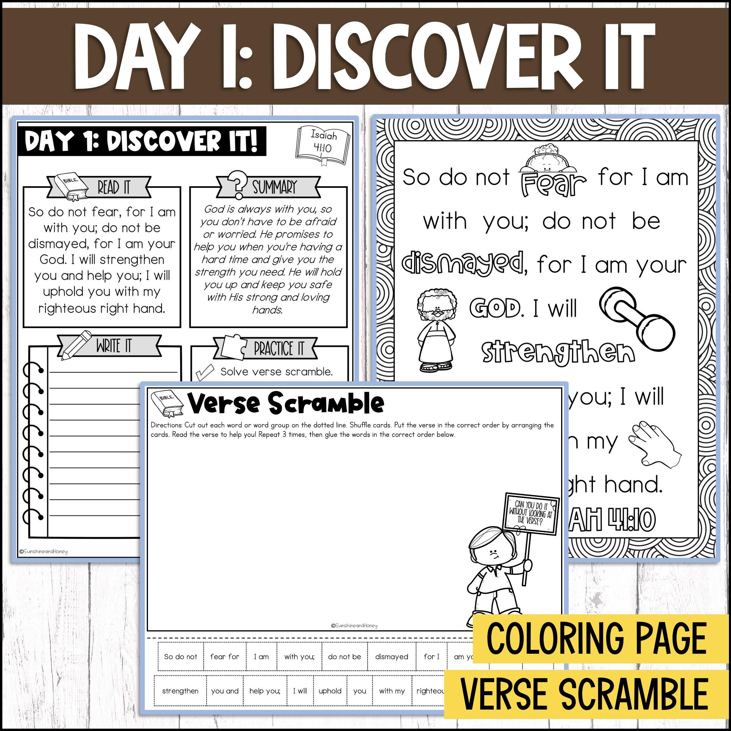 Isaiah 41:10 Kids Scripture Bible Activity Pack - Children's Bible ...