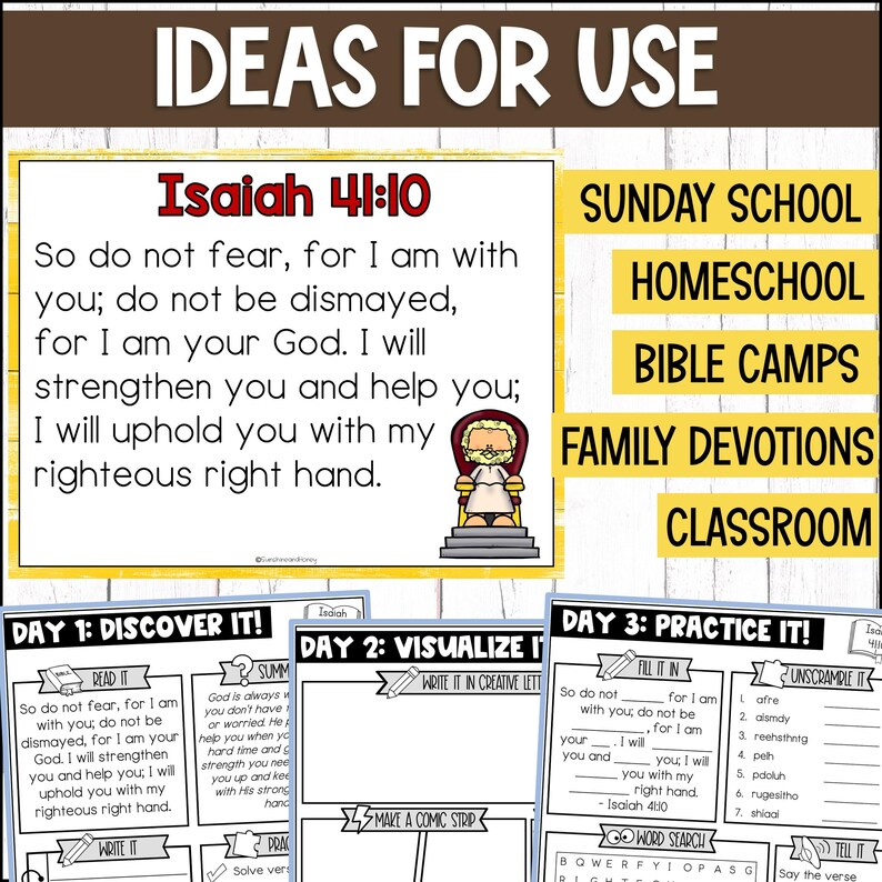 Isaiah 41:10 Kids Scripture Bible Activity Pack - Children's Bible ...