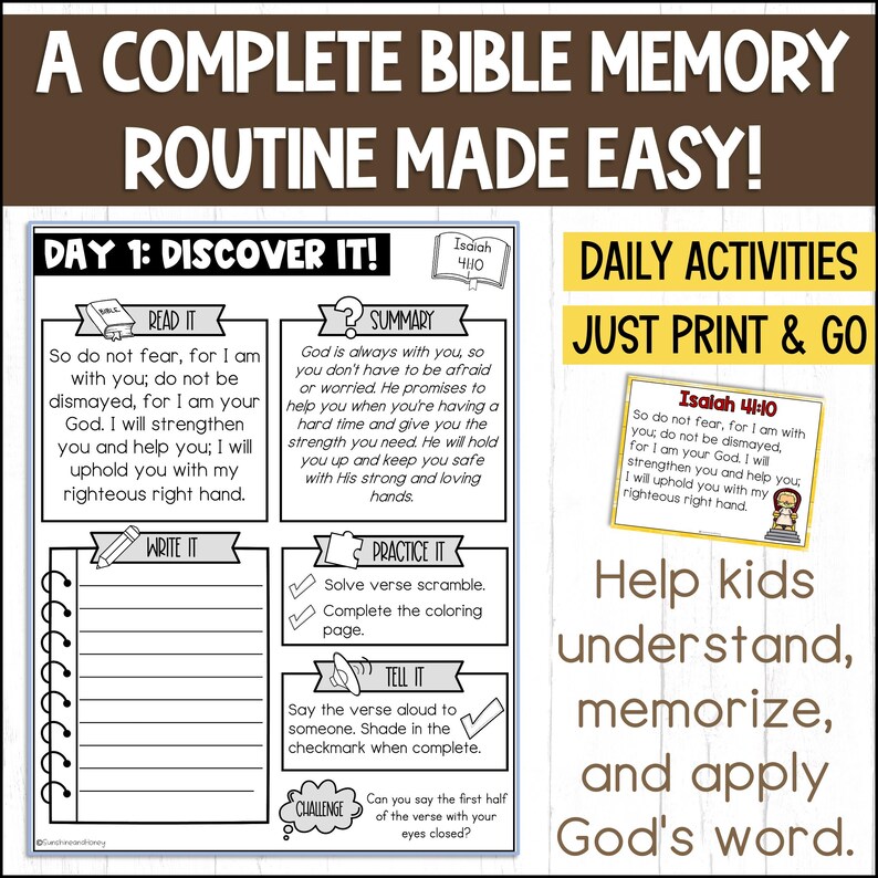 Isaiah 41:10 Kids Scripture Bible Activity Pack - Children's Bible ...