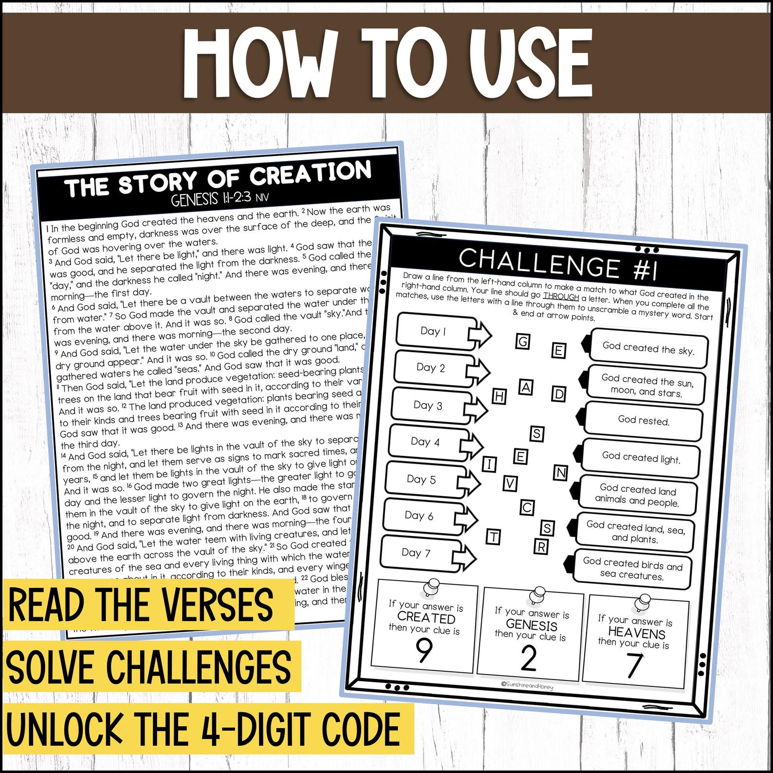 Days of Creation Escape Room - Bible Escape Room - Sunday School ...
