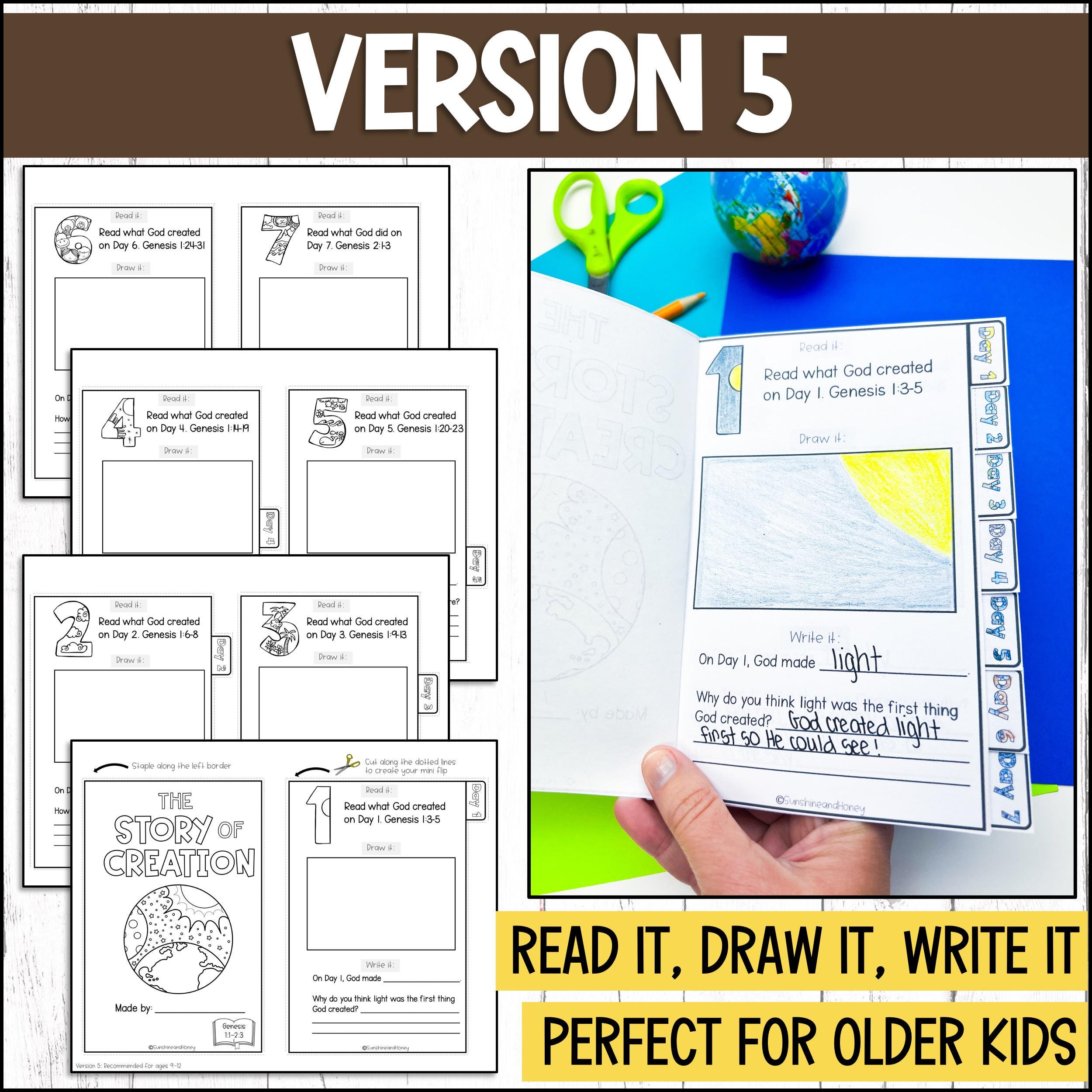 7 Days of Creation Printable - Kids Bible Craft - Sunday School ...