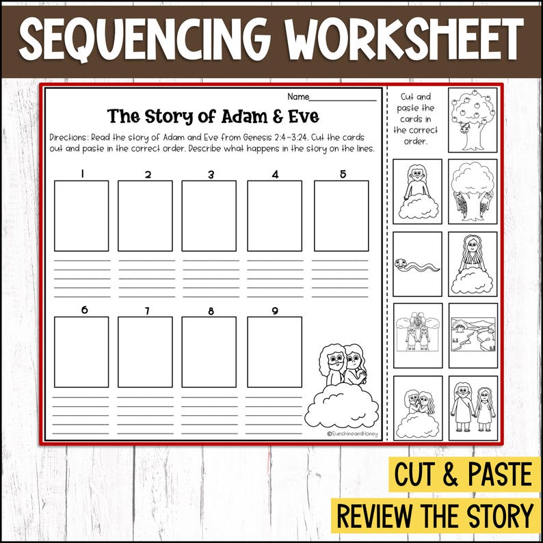 Adam and Eve Story Sequencing Cards - Sunday School Activity ...