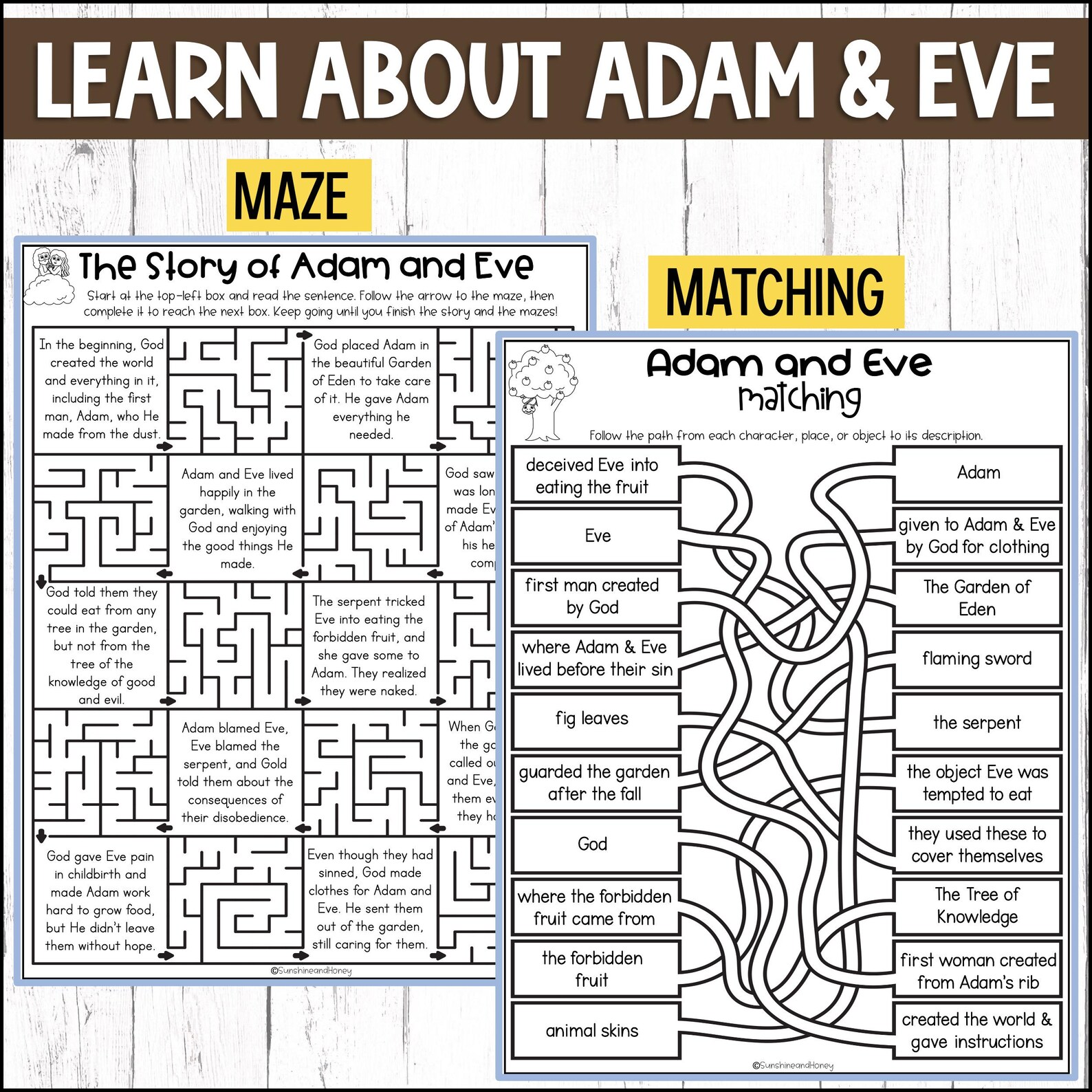 Adam and Eve Printable Activity Pack - Garden of Eden Fun Bible ...