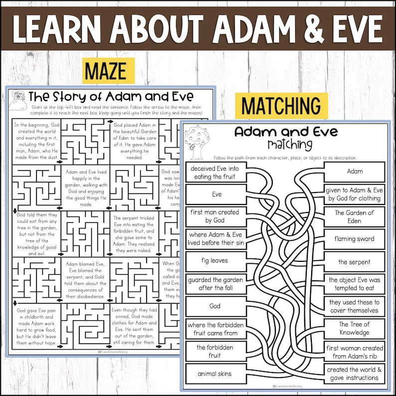 Adam and Eve Printable Activity Pack - Garden of Eden Fun Bible ...