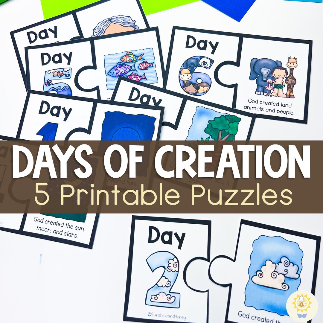Days of Creation Printable Puzzles - Kids Bible Craft - Sunday School ...