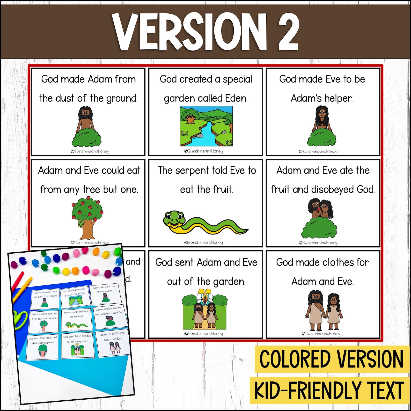 Adam and Eve Story Sequencing Cards - Sunday School Activity ...
