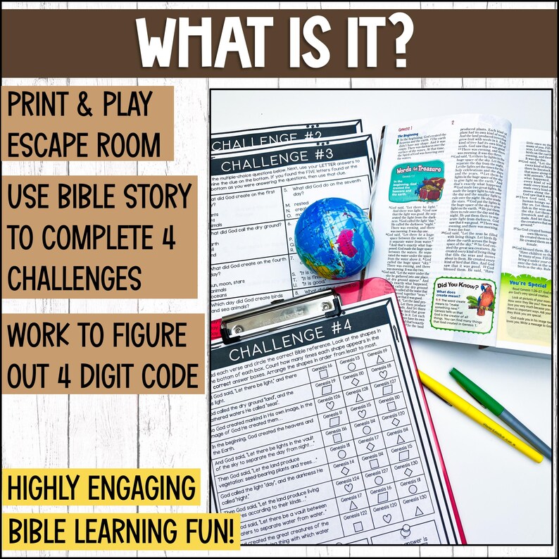 Days of Creation Escape Room - Bible Escape Room - Sunday School ...