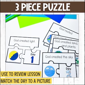 Days of Creation Printable Puzzles - Kids Bible Craft - Sunday School ...