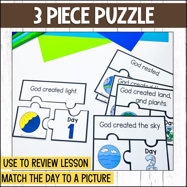 Days of Creation Printable Puzzles - Kids Bible Craft - Sunday School ...