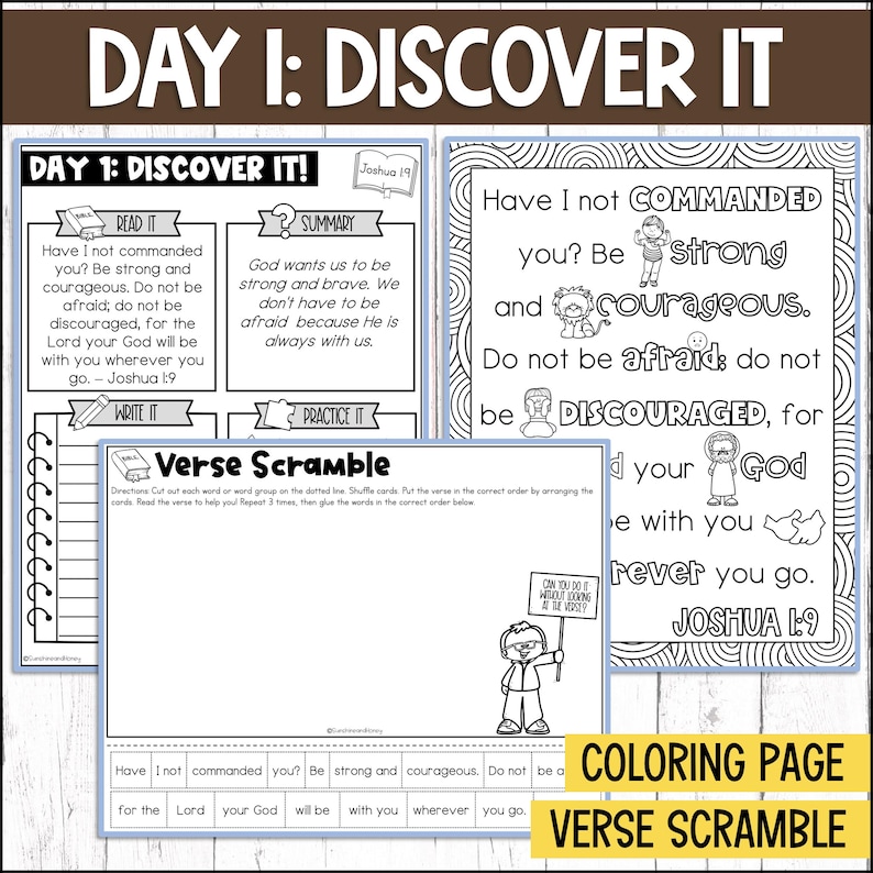 Joshua 1:9 Kids Scripture Bible Activity Pack - Children's Bible ...