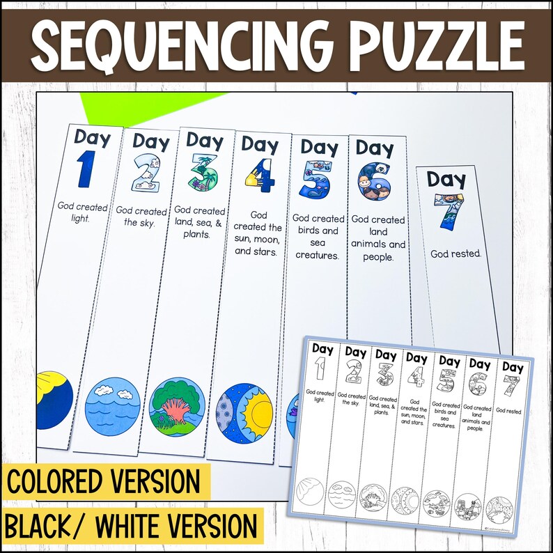 Days of Creation Printable Puzzles - Kids Bible Craft - Sunday School ...
