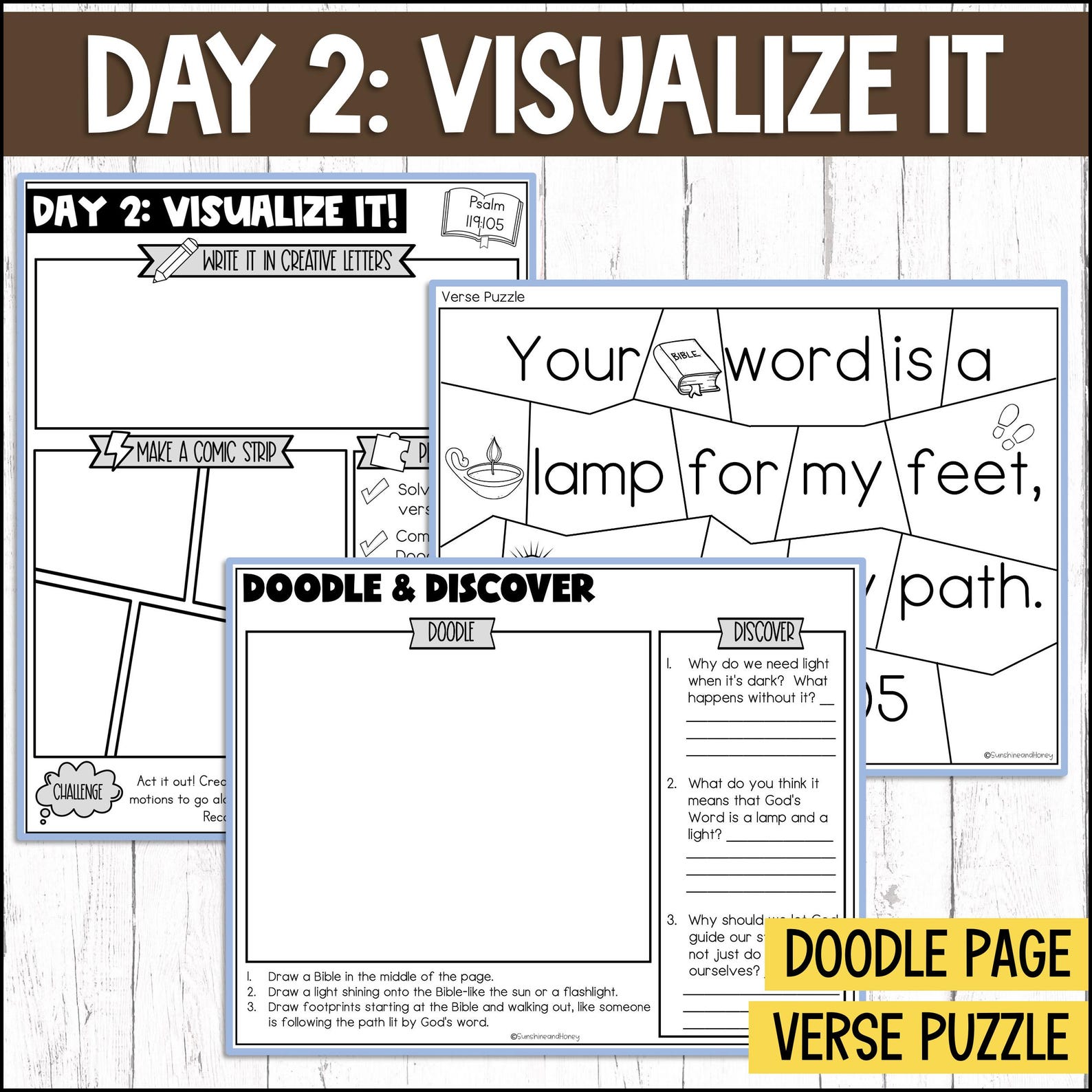 Psalm 119:105 Kids Scripture Bible Activity Pack - Children's Bible ...