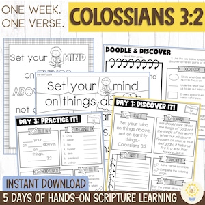 Colossians 3:2 Kids Scripture Bible Activity Pack - Children's Bible ...