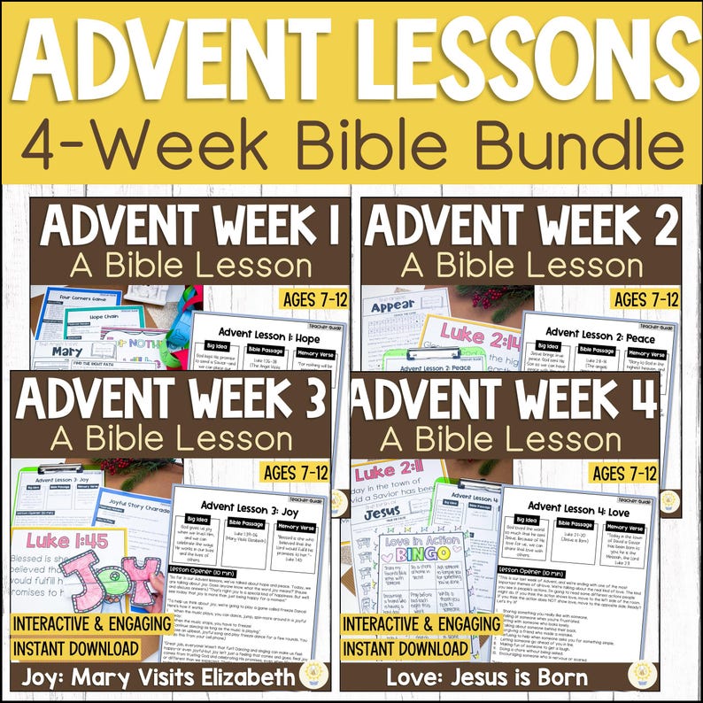 Advent Sunday School Lessons | Christmas Bible Lesson Bundle | 4-week ...