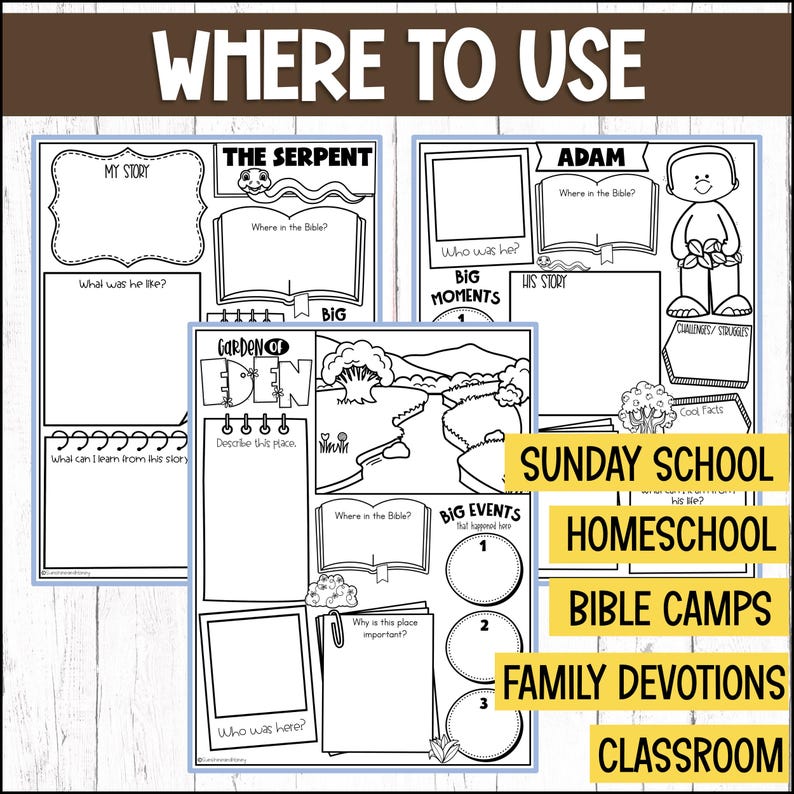 Adam and Eve Color Notes- Bible Printable - Sunday School Activity ...