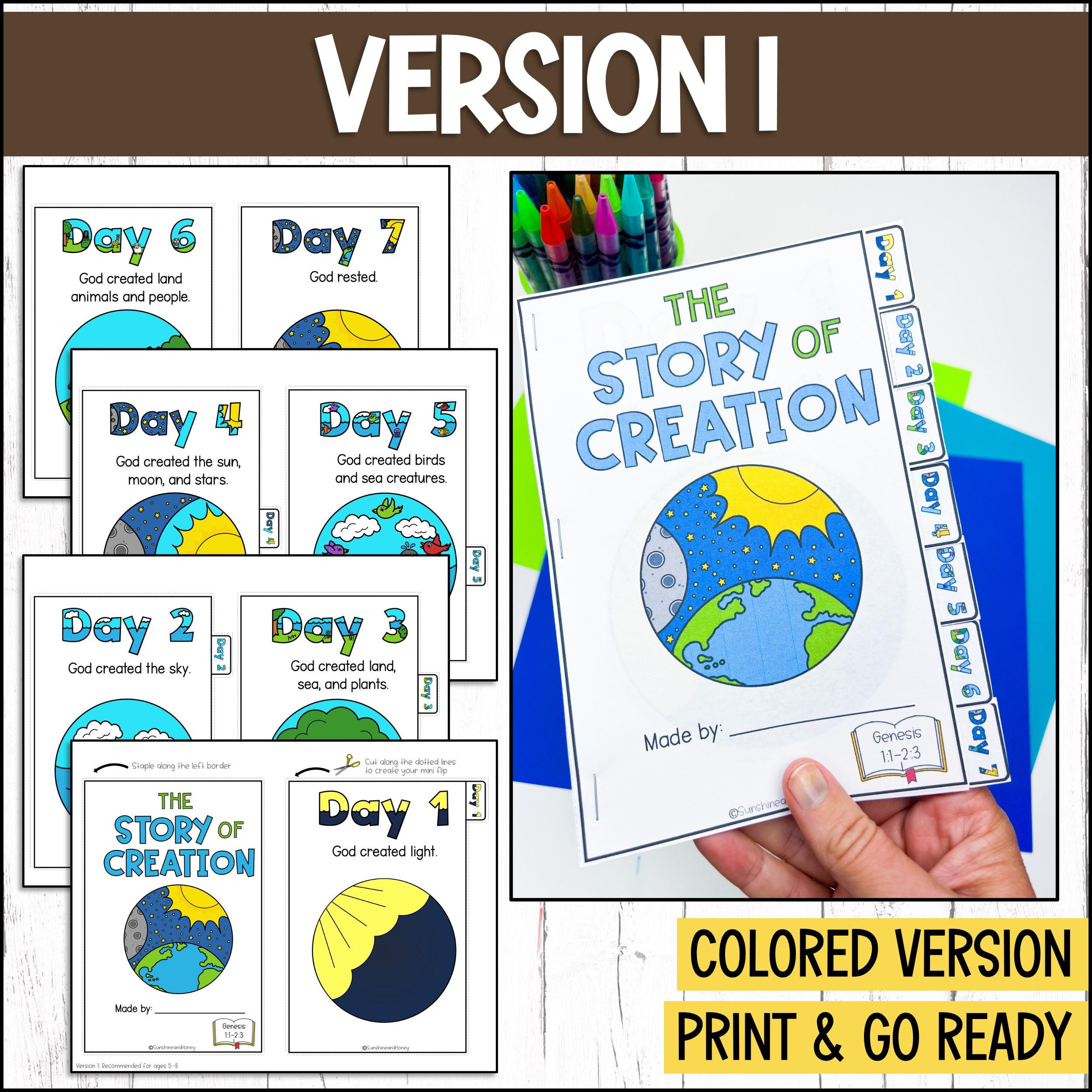 7 Days of Creation Printable - Kids Bible Craft - Sunday School ...