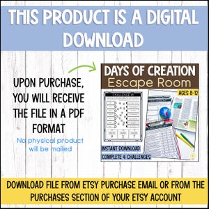 Days of Creation Escape Room - Bible Escape Room - Sunday School ...