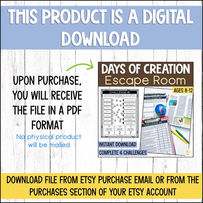 Days of Creation Escape Room - Bible Escape Room - Sunday School ...