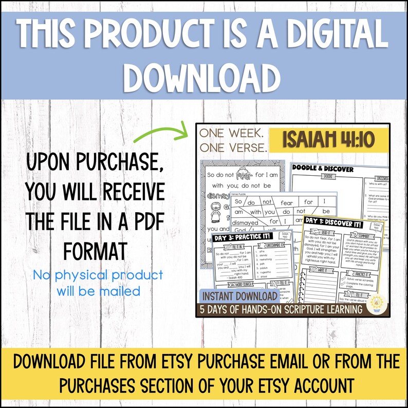 Isaiah 41:10 Kids Scripture Bible Activity Pack - Children's Bible ...