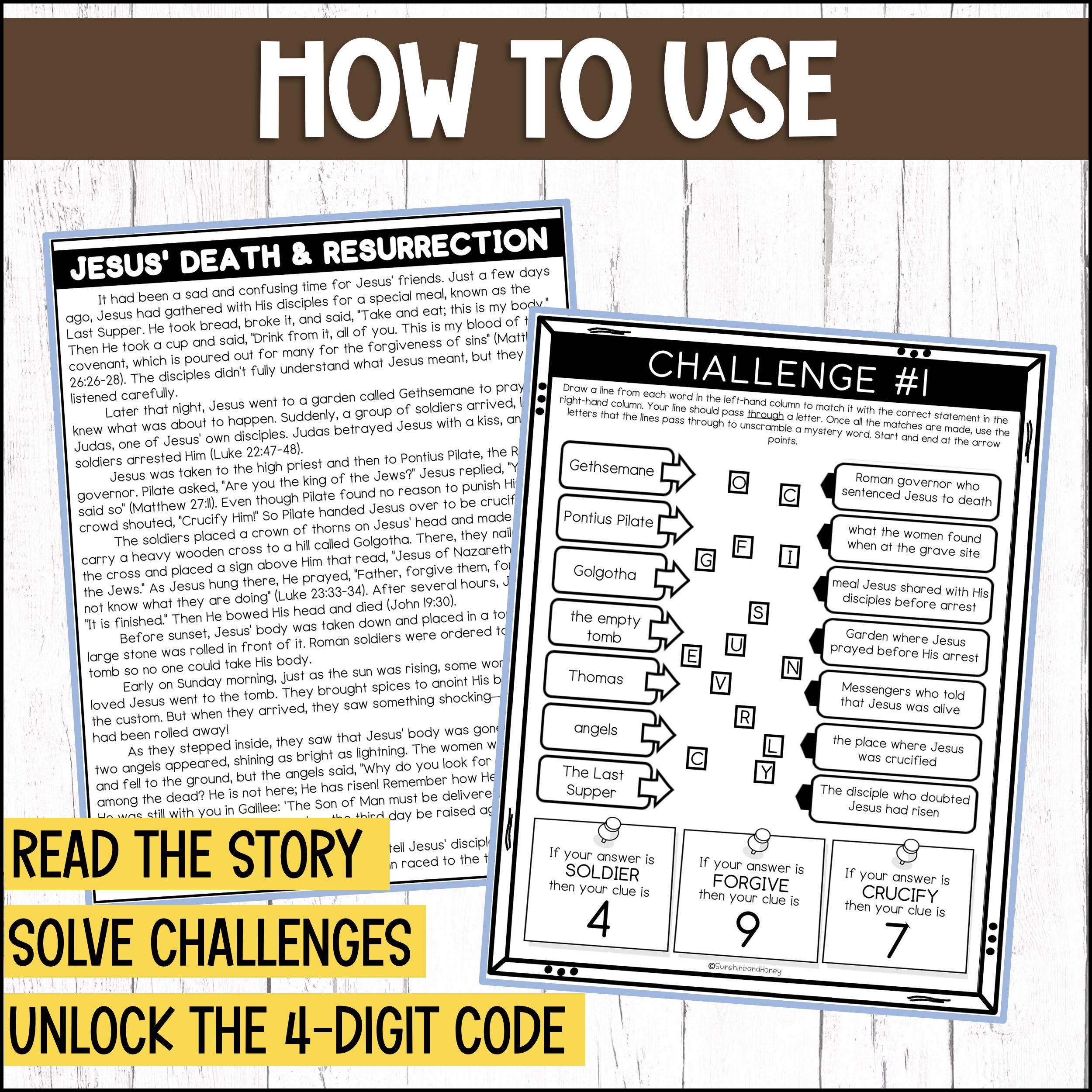 Easter Resurrection Story Escape Room - Printable Bible Lessons - Holy ...