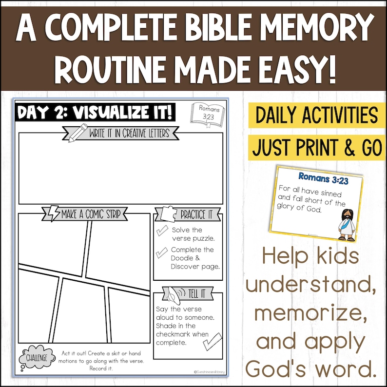 Romans 3:23 Kids Scripture Bible Activity Pack - Children's Bible ...