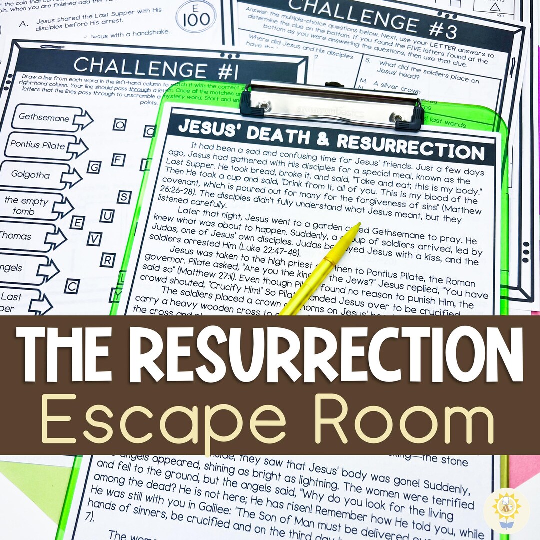 Easter Resurrection Story Escape Room - Printable Bible Lessons - Holy ...