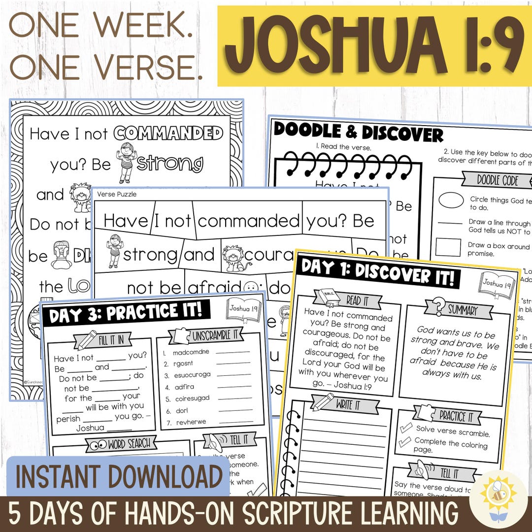 Joshua 1:9 Kids Scripture Bible Activity Pack - Children's Bible ...