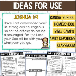 Joshua 1:9 Kids Scripture Bible Activity Pack - Children's Bible ...